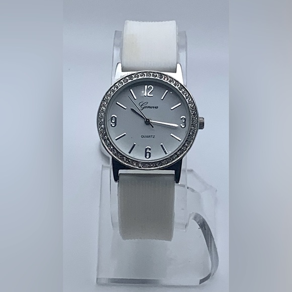 Geneva | Accessories | White Geneva Watch With Silver Tone Case A ...